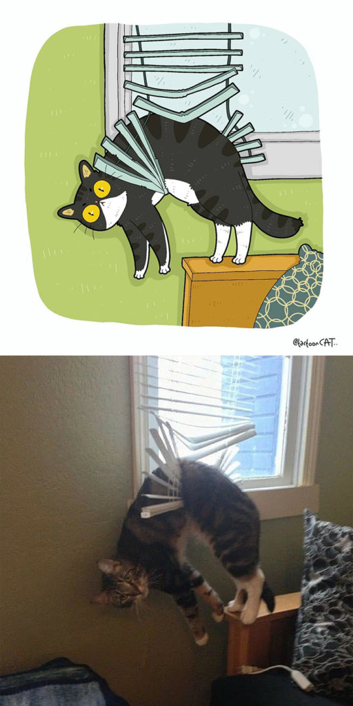 Indonesian Artist Turns Viral Cat Photos Into Funny Illustrations