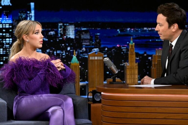 Millie Bobby Brown And Her Iconic Purple Pants On "Tonight Show"