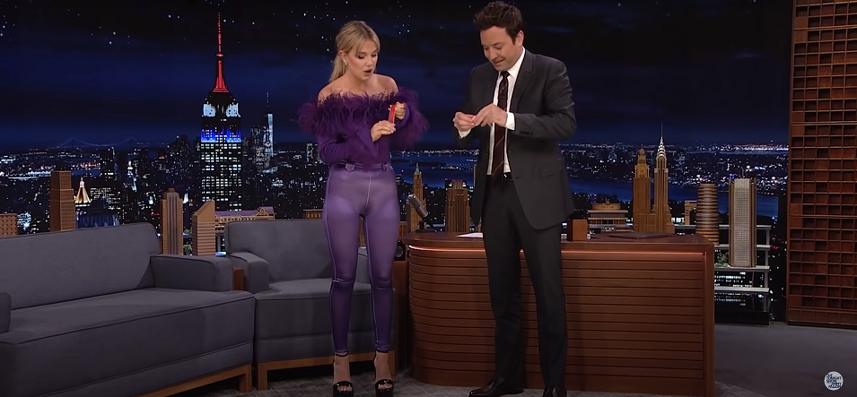Millie Bobby Brown And Her Iconic Purple Pants On "Tonight Show"