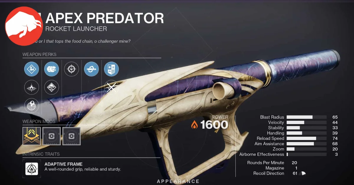 Destiny 2: Essential Guide to Apex Predator Rocket Launcher & Top God ...